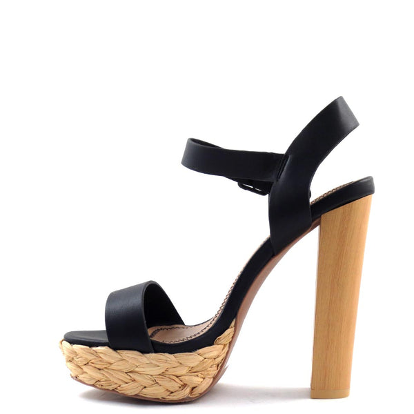Qupid Open Toe Ankle Strap Rope Platform Chunky High Heels - Dearly ...